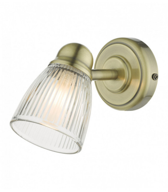 Spot Cedric Laiton antique,verre côtelé 1 ampoule 14cm | Leroy Merlin