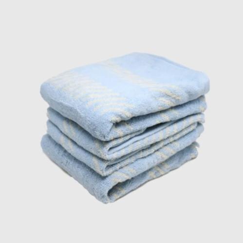 Set 4 asciugamani con jaquard righe, colore Azzurro | Leroy Merlin