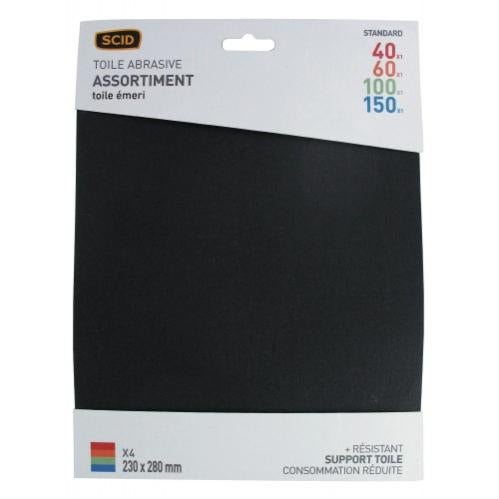 Lot 4 feuille toile émeri abrasif 230 x 280 mm grain assortie SCID ...