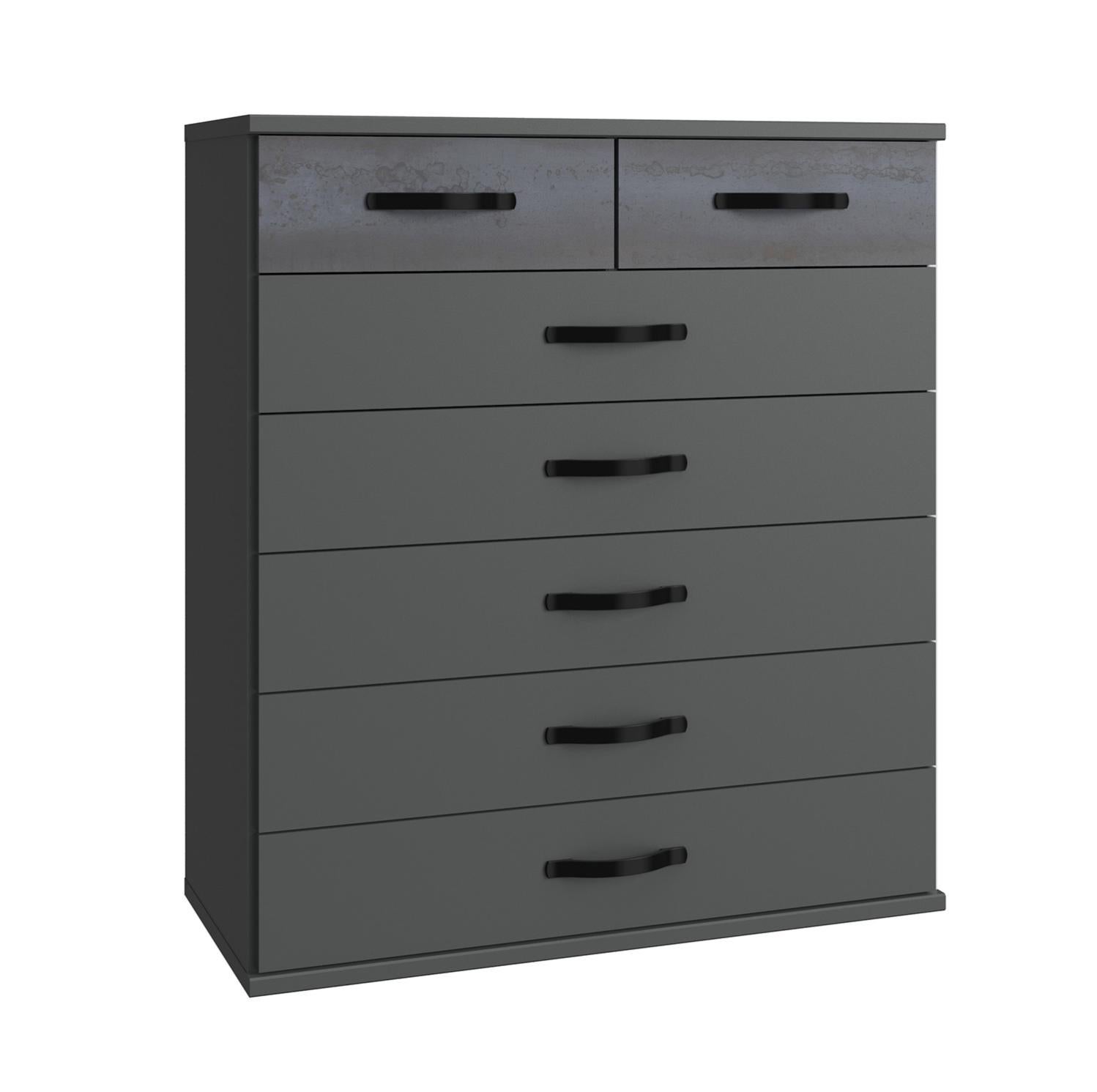 Commode, meuble de rangement coloris Graphite, rechampis noir ...