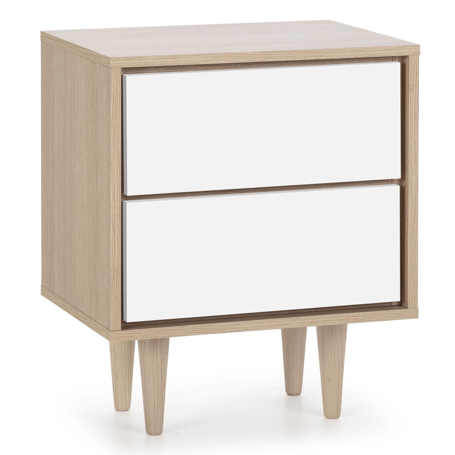 Comodino Denia 2 cassetti Color Rovere/Bianco, 45 cm (Larghezza) 33 cm ...
