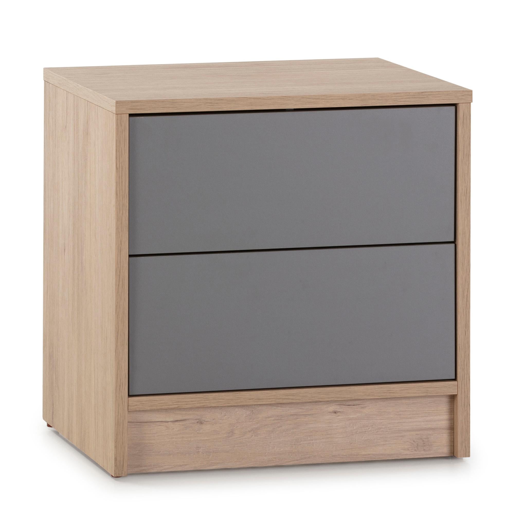 Comodino Panama 2 cassetti, Color Legno e Grigio, 45 cm (Larghezza) 40 ...