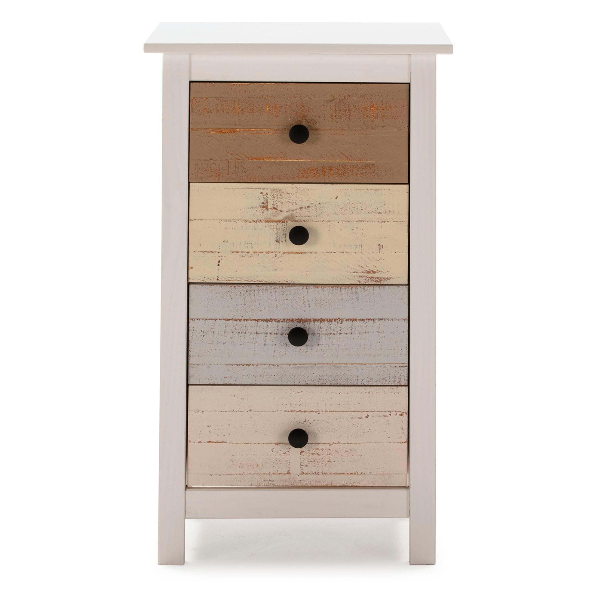 Cassettiera Magda Bianco con 4 cassetti di Diversi Colori, Realizzato ...