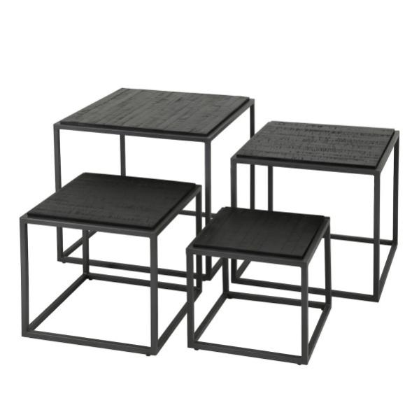 TEKA - Set de tables basses en bois et acier noir - | Leroy Merlin