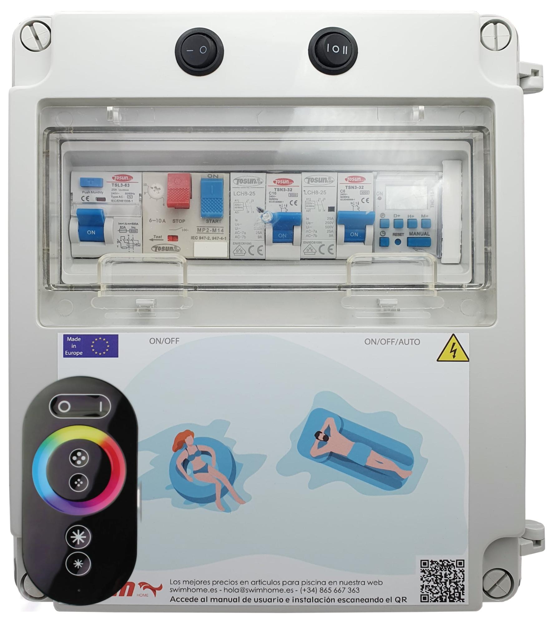 Cuadro eléctrico 150W Clorador contactor motor control RGB (0,5-1CV ...