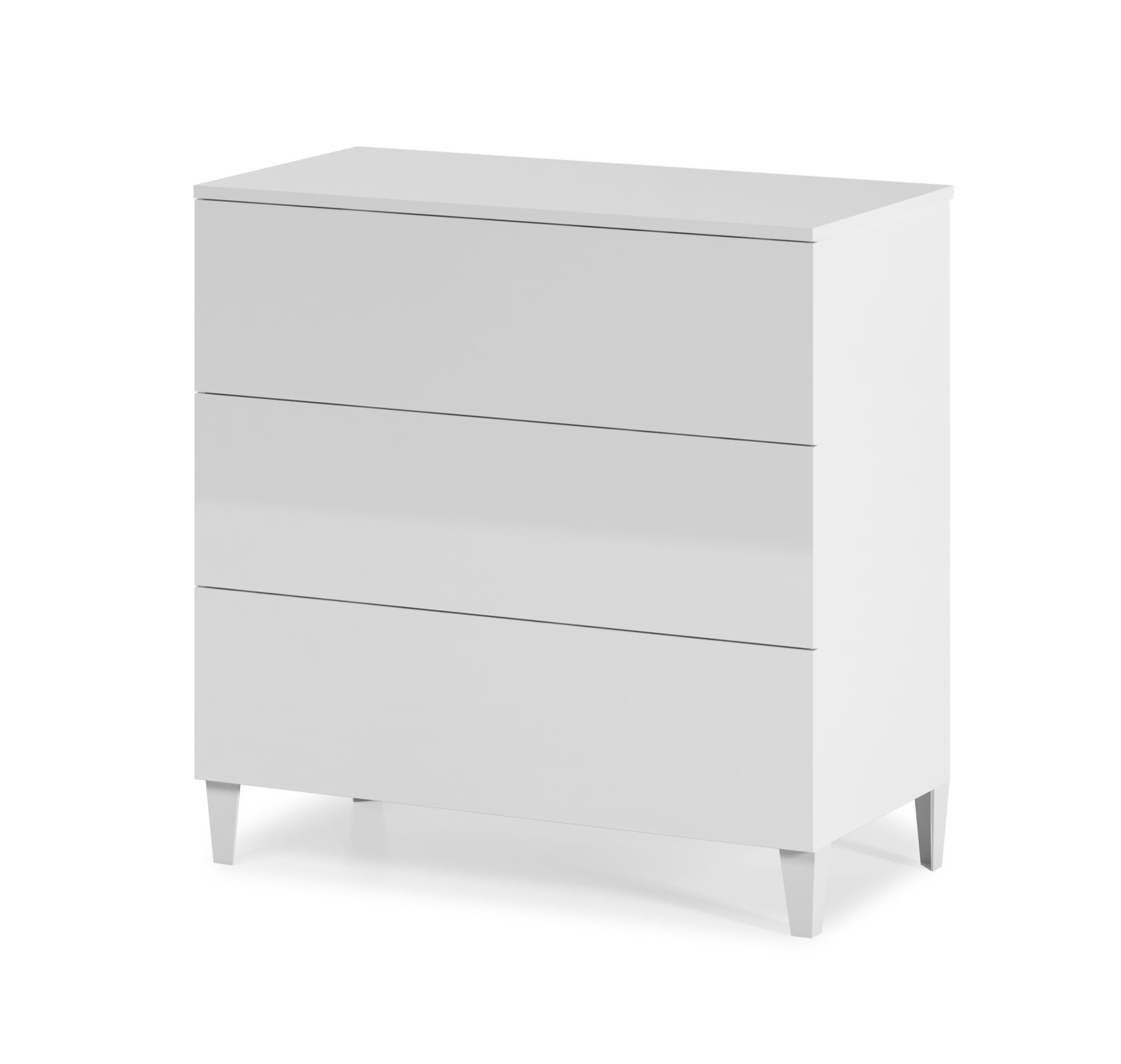 Cassettiera Vera 3 cassetti Colore Bianco Lucido, 80 cm (Larghezza) 40 ...