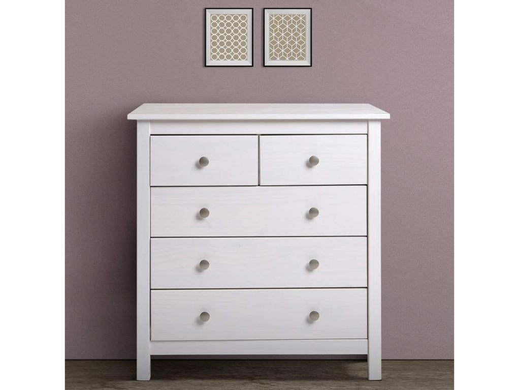 Commode 5 tiroirs Berna dans les tiroirs Blanc, 79 cm Longueur | Leroy Merlin