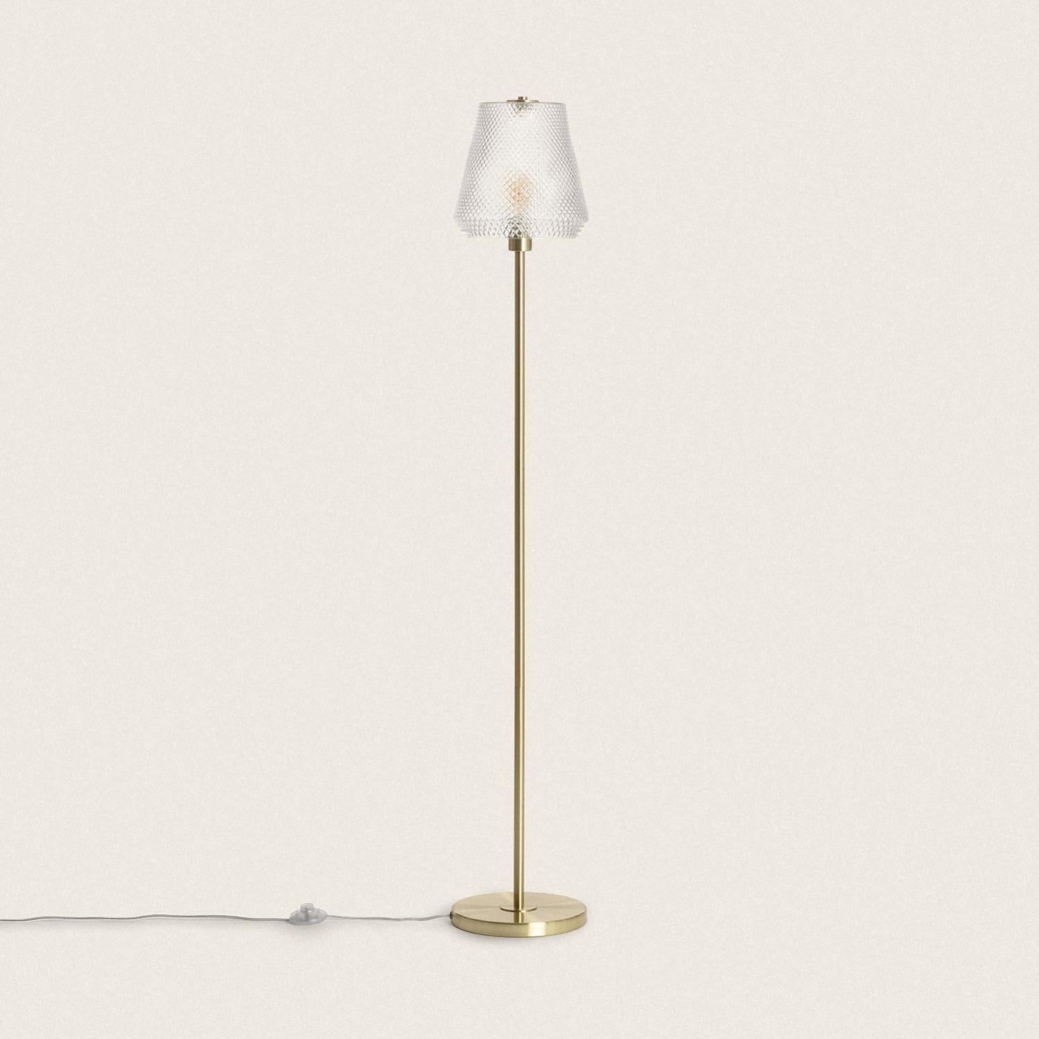 Ledkia Lámpara de Pie Metal y Cristal Stiklu Dorado | Leroy Merlin