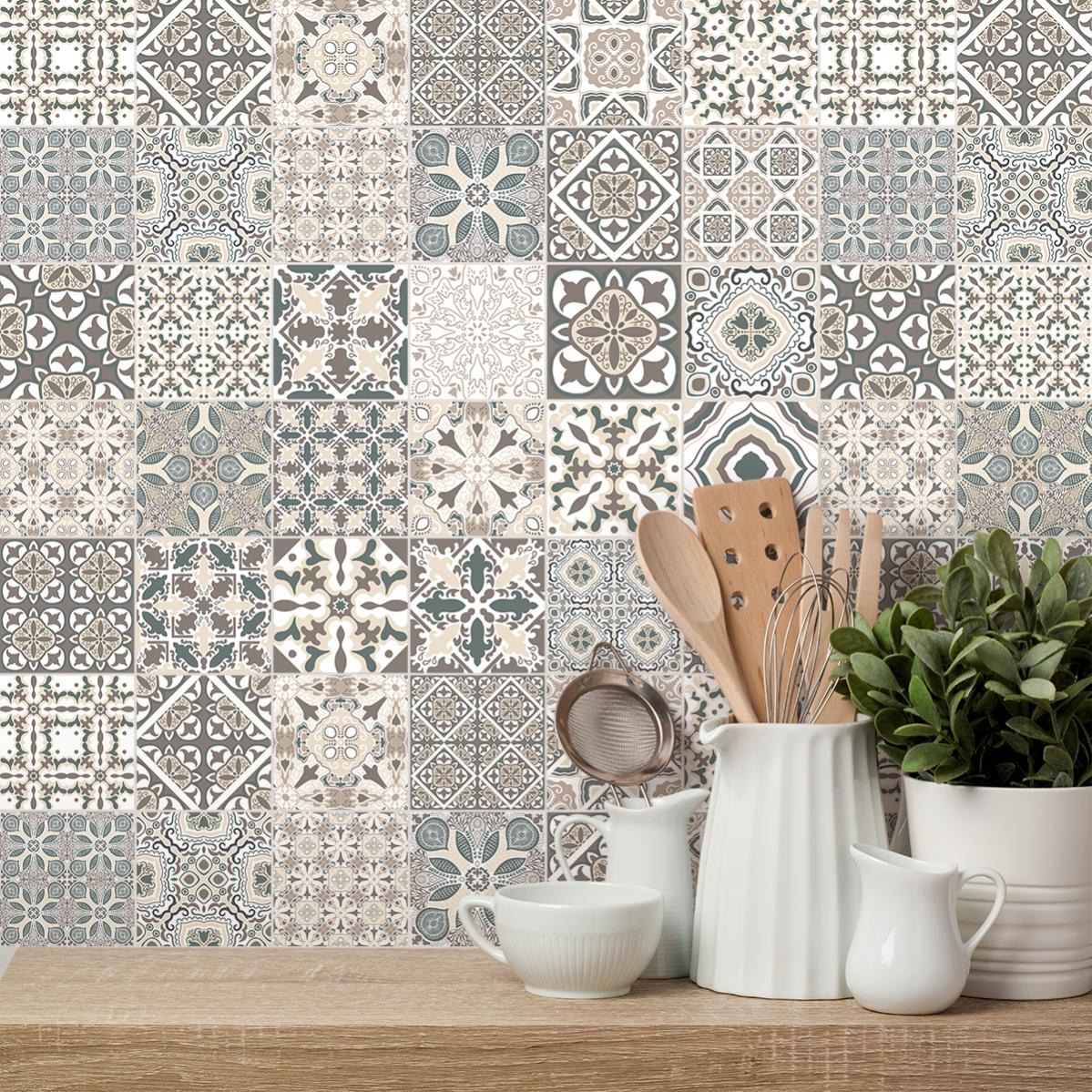 Sticker Mural Carrelage adhésif Cuisine Salle de Bain - 9 STICKERS ...