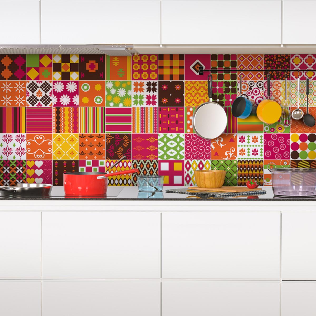 60 adesivi piastrelle di cemento etnico Nikko - Sticker adesivo ...