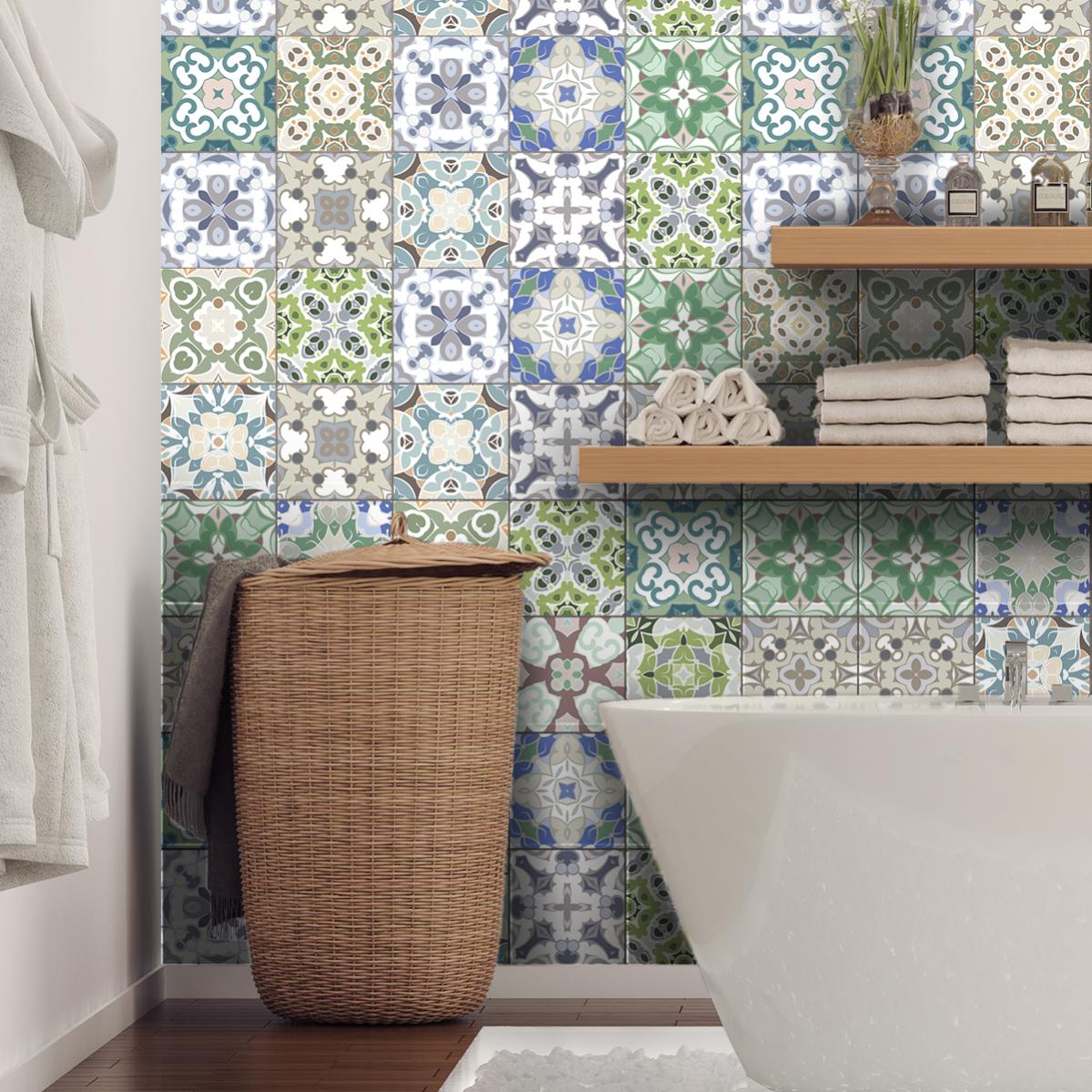 Sticker Mural Carrelage adhésif Cuisine Salle de Bain - 60 STICKERS ...