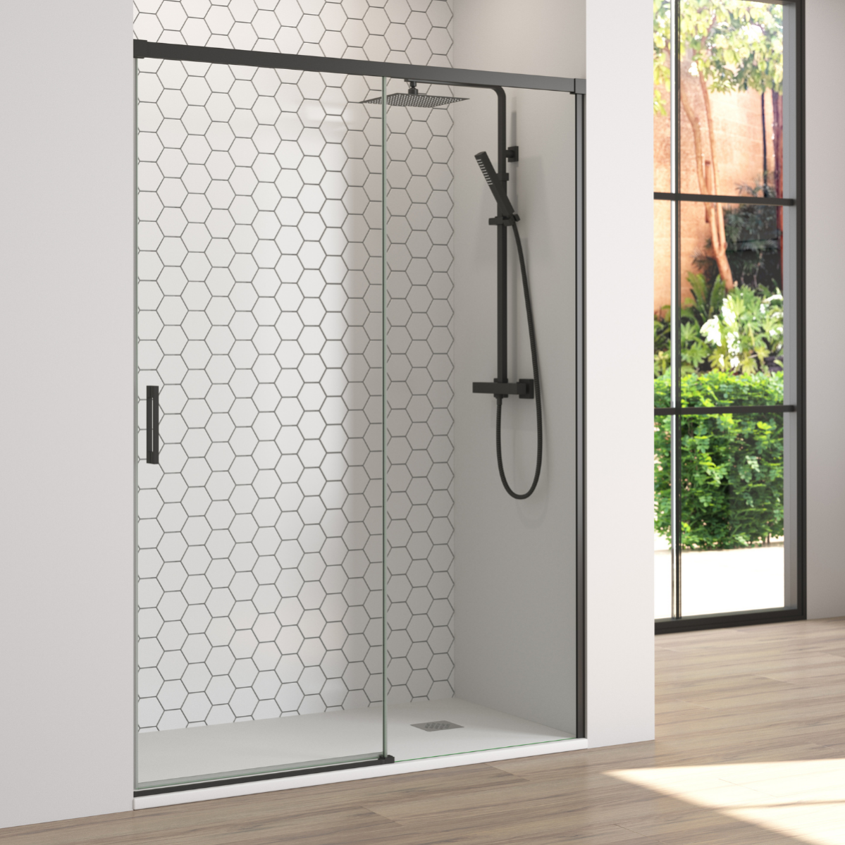 Mampara Ducha Corredera 1 Puerta 1 Fijo | 115 cm (Adaptable 109-114cm ...