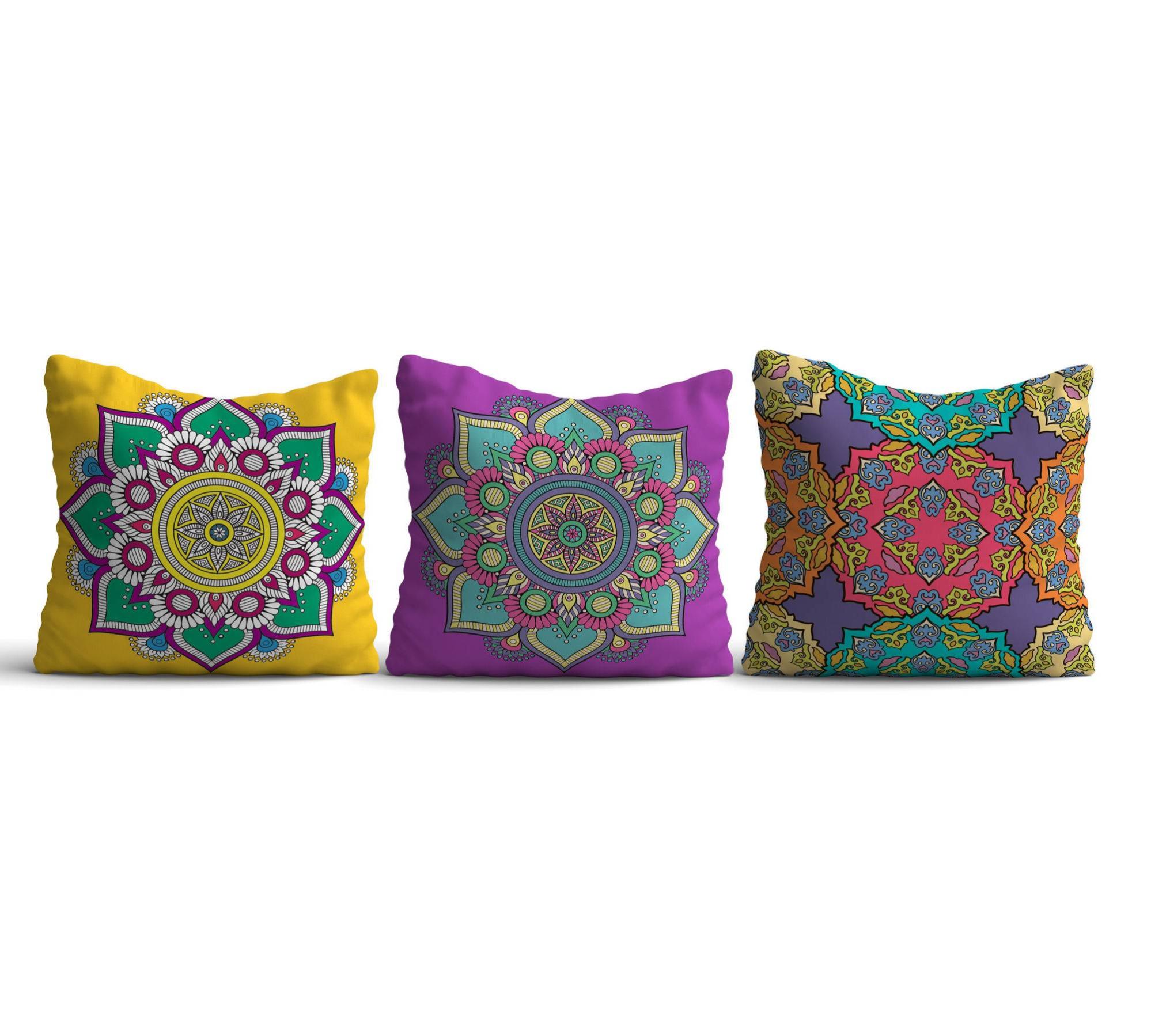 Lot de 3 coussins Olympas 43x43cm Motif Boho Multicolore | Leroy Merlin