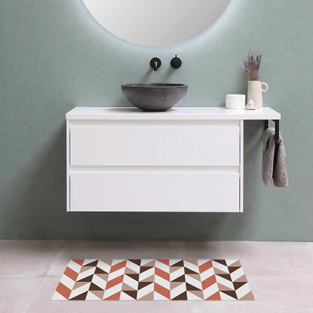 Tapis de salle de bain ALEXANDRE - Graphique Orange - L200 x H50 cm ...