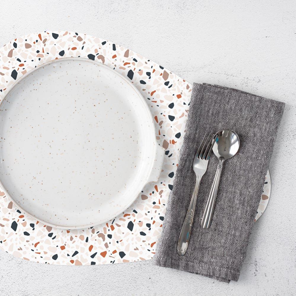 Set de table lino - Lot de 4 JULIO - Terrazzo Orange - Lot de 4 sets ...