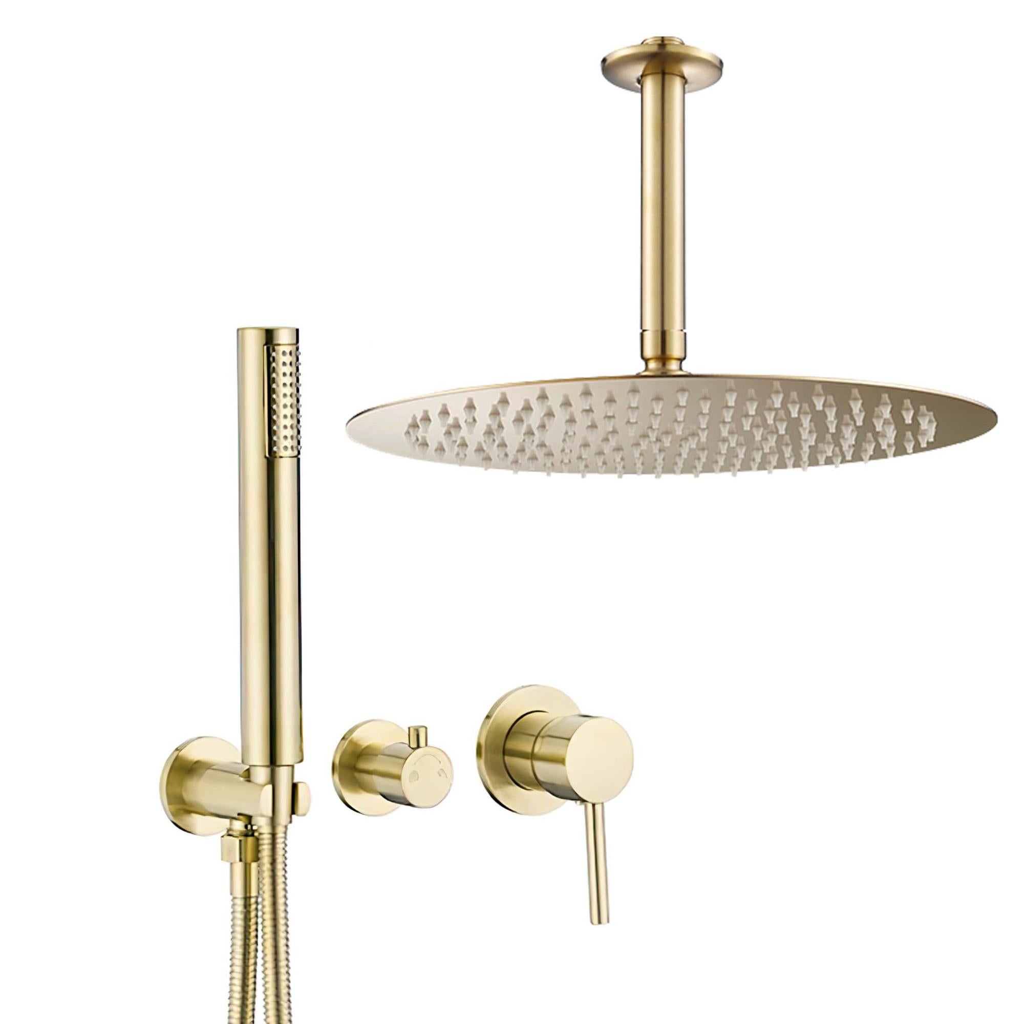 VALAZ Doccia tonda incasso monocomando a soffitto serie Guadiana oro ...