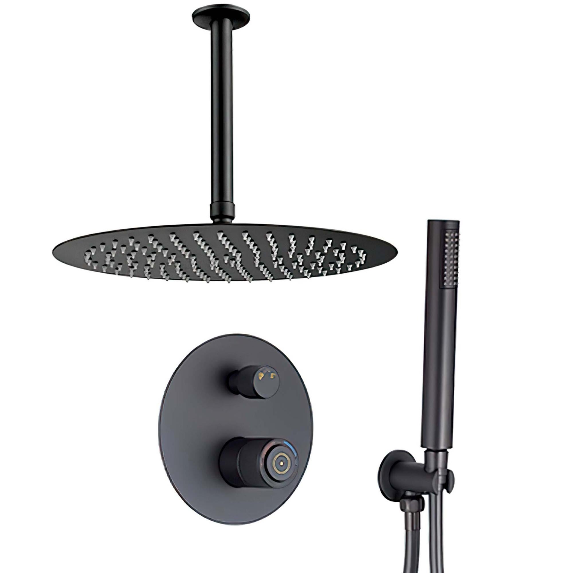 VALAZ Doccia monocomando da incasso con pulsante tondo a soffitto, nero ...