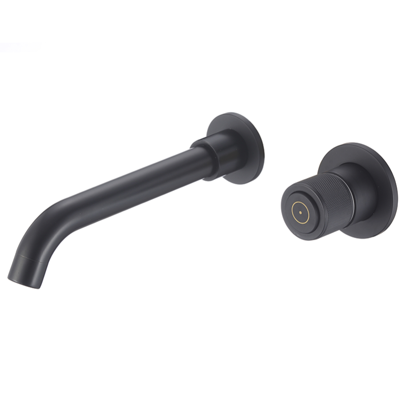 VALAZ Rubinetto monocomando lavabo da incasso a pulsante tondo nero ...