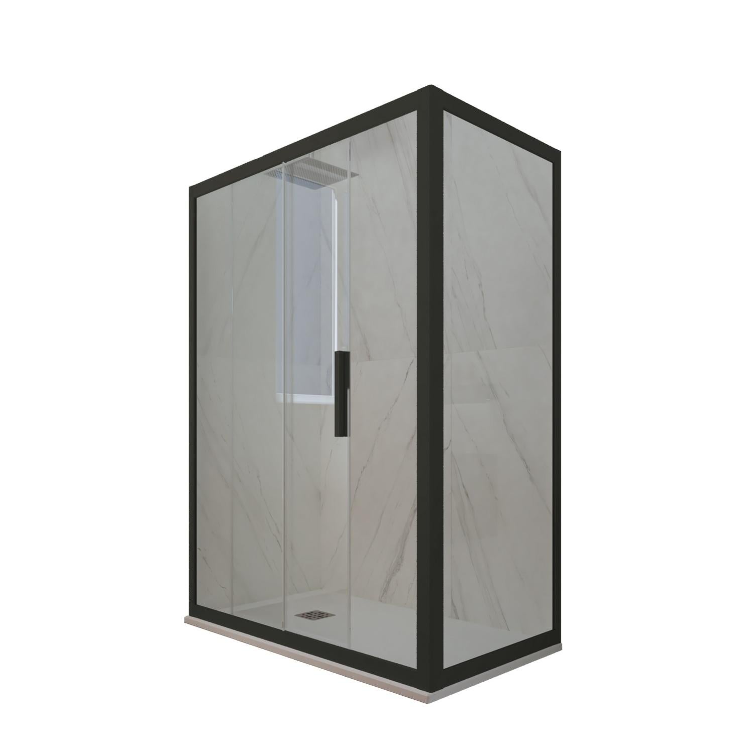 Box doccia scorrevole 75x100 CM H 200 Vetro Trasparente Profilo Nero ...