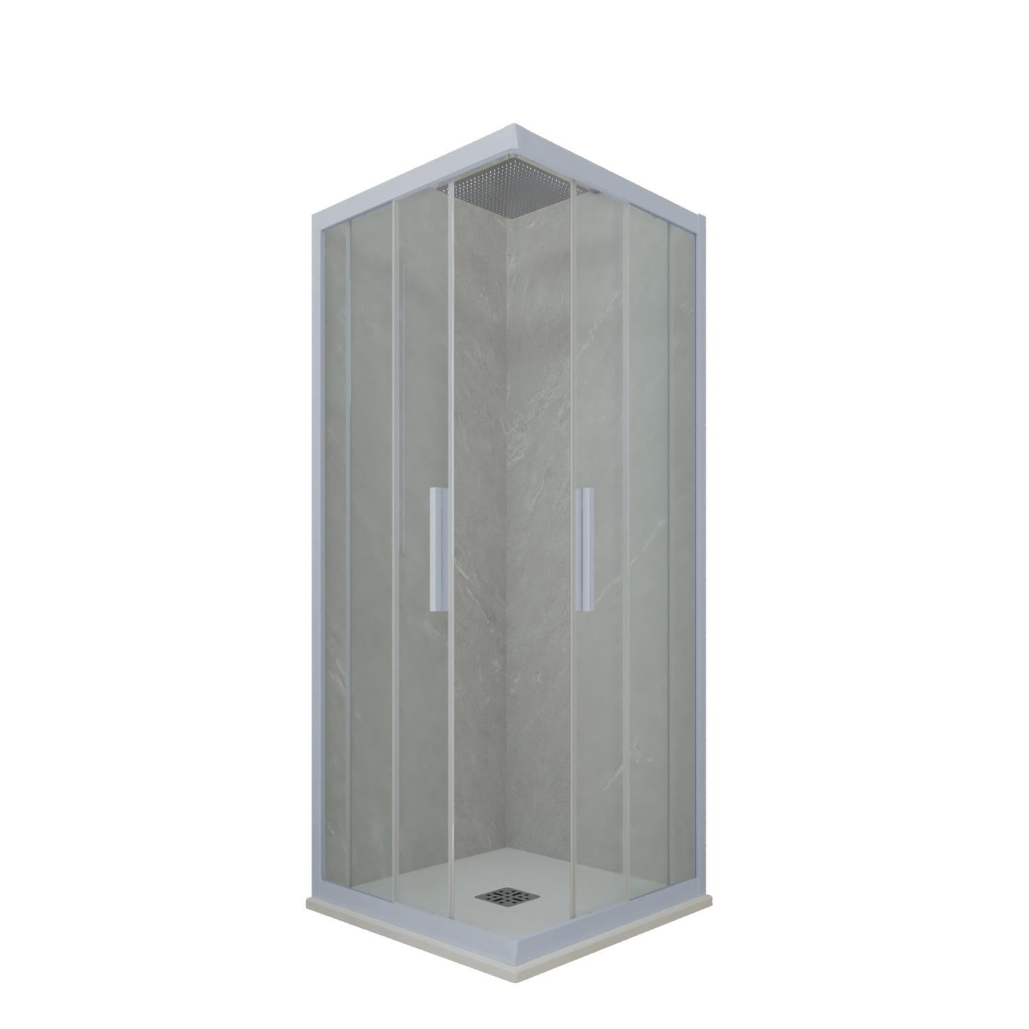 Mampara de ducha angular deslizante 80x100 CM de PVC Azul Vintage H 200 ...