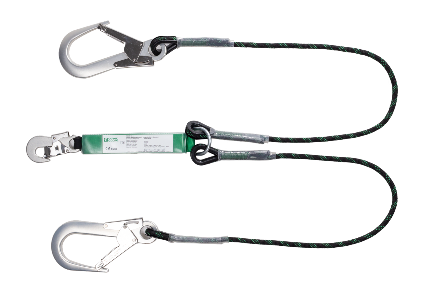 Longe double à absorbeur corde tressée avec 2 connecteurs aluminium ...