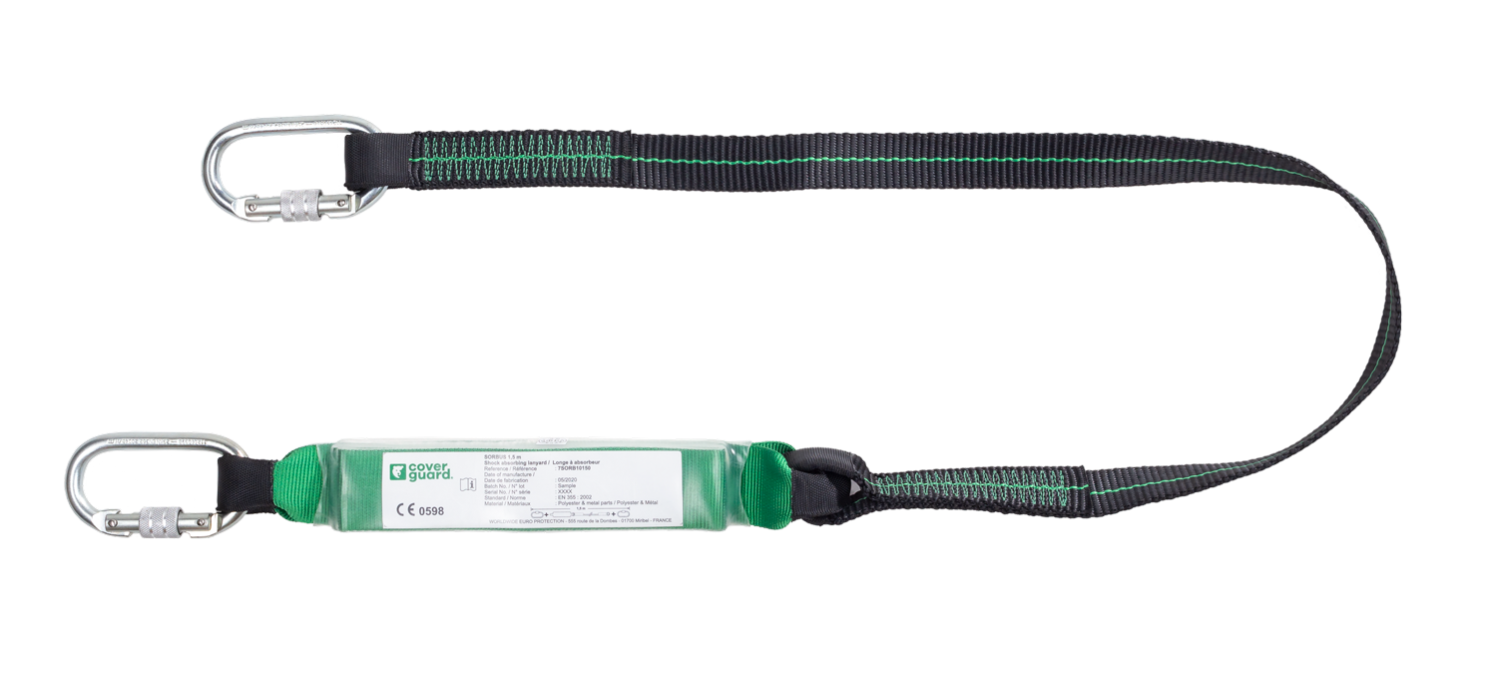 Longe à absorbeur sangle avec mousquetons acier à vis SORBUS - EN355 2 ...