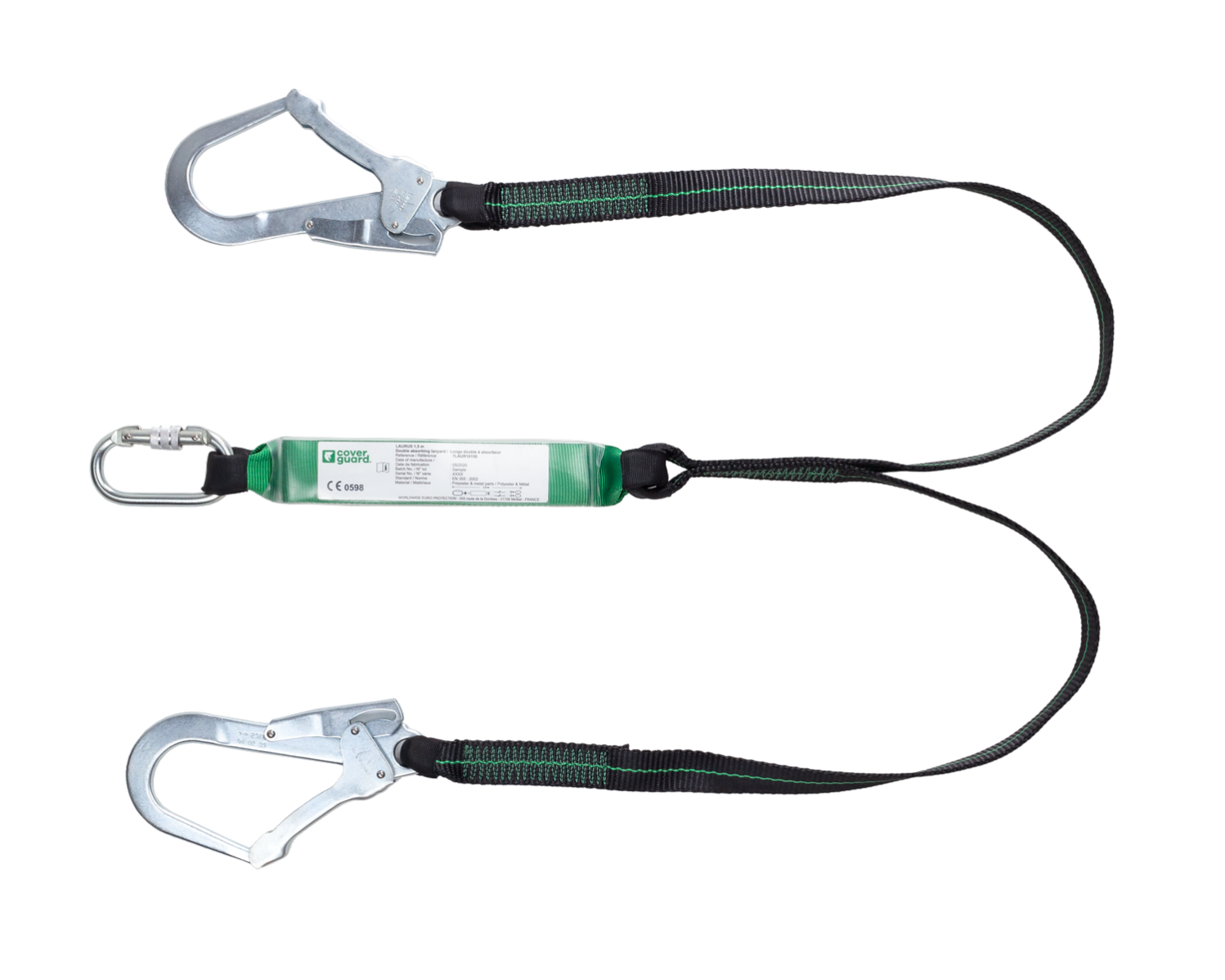 Longe double à absorbeur sangle avec 2 connecteurs acier ouverture 50mm ...