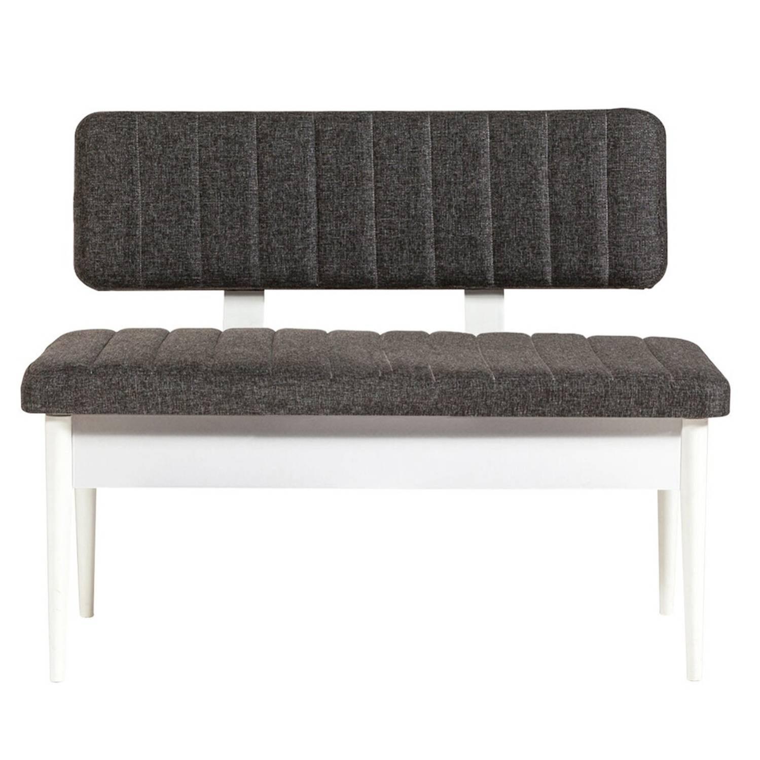 Banquette-coffre capitonnée avec dossier L110cm Scamnum Blanc et Tissu ...