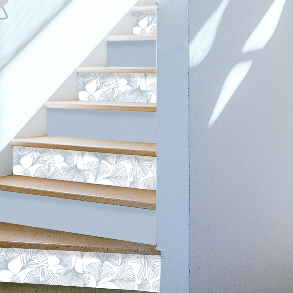 Contremarche mixée CAPUCINE - Floral Bleu - L100 x H15 cm (motif) à l ...