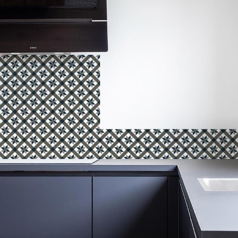 Crédence cuisine alu EMMA - Carreaux Ciment Gris - Fond de hotte L60 x ...