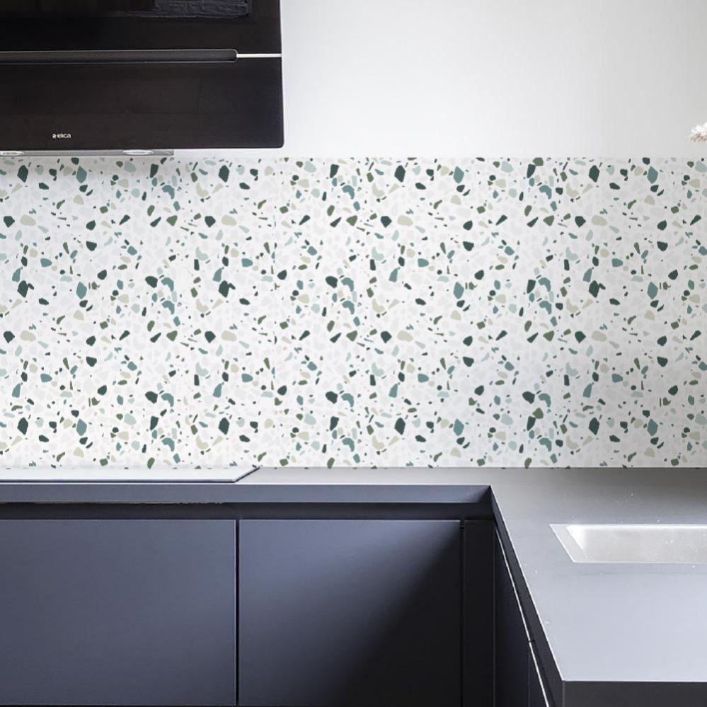 Crédence cuisine adhésive JULIO - Terrazzo Vert - L100 x H70 cm ...