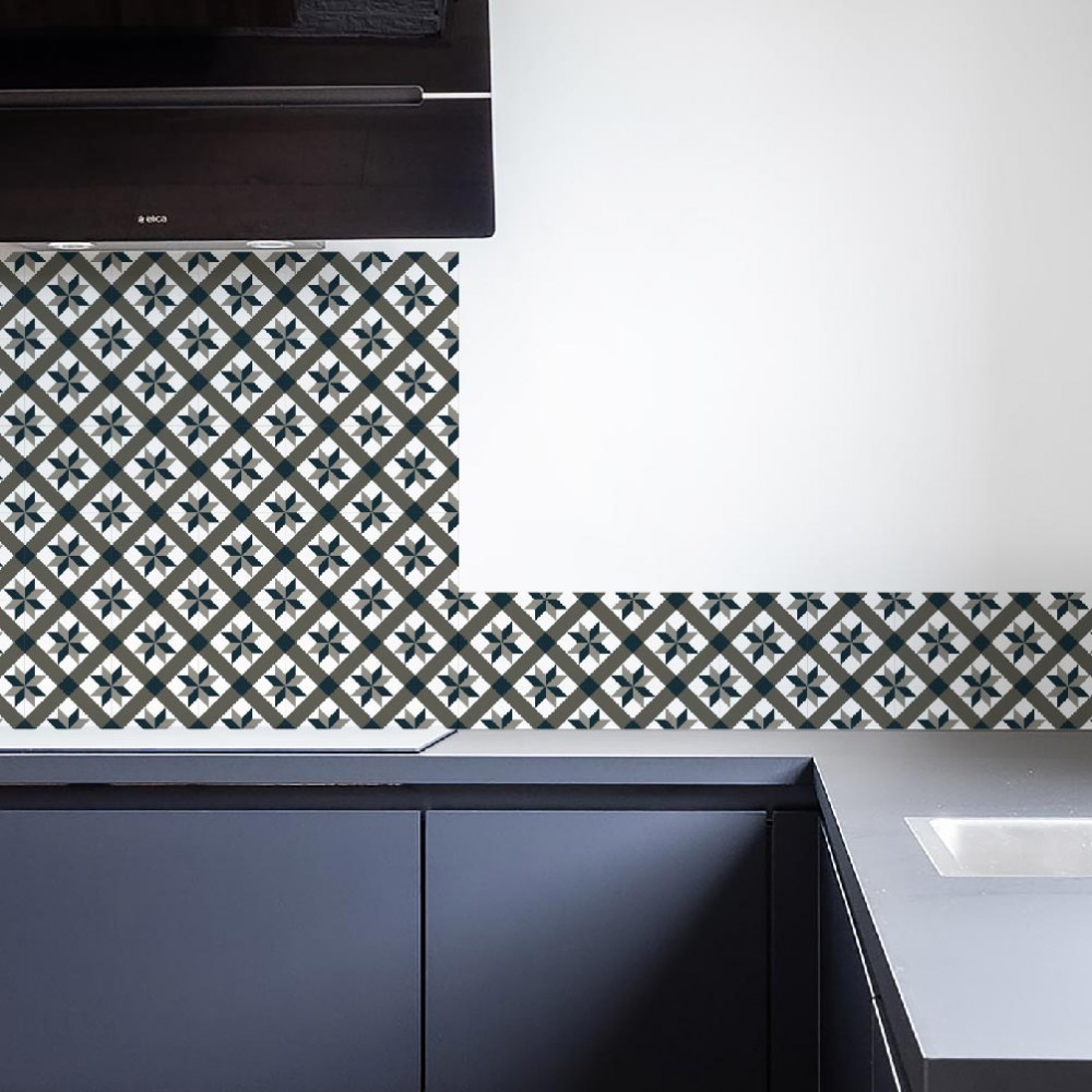 Crédence cuisine alu EMMA - Carreaux Ciment Gris - Bandeau L60 x H20 cm - Maison Danaé | Leroy ...