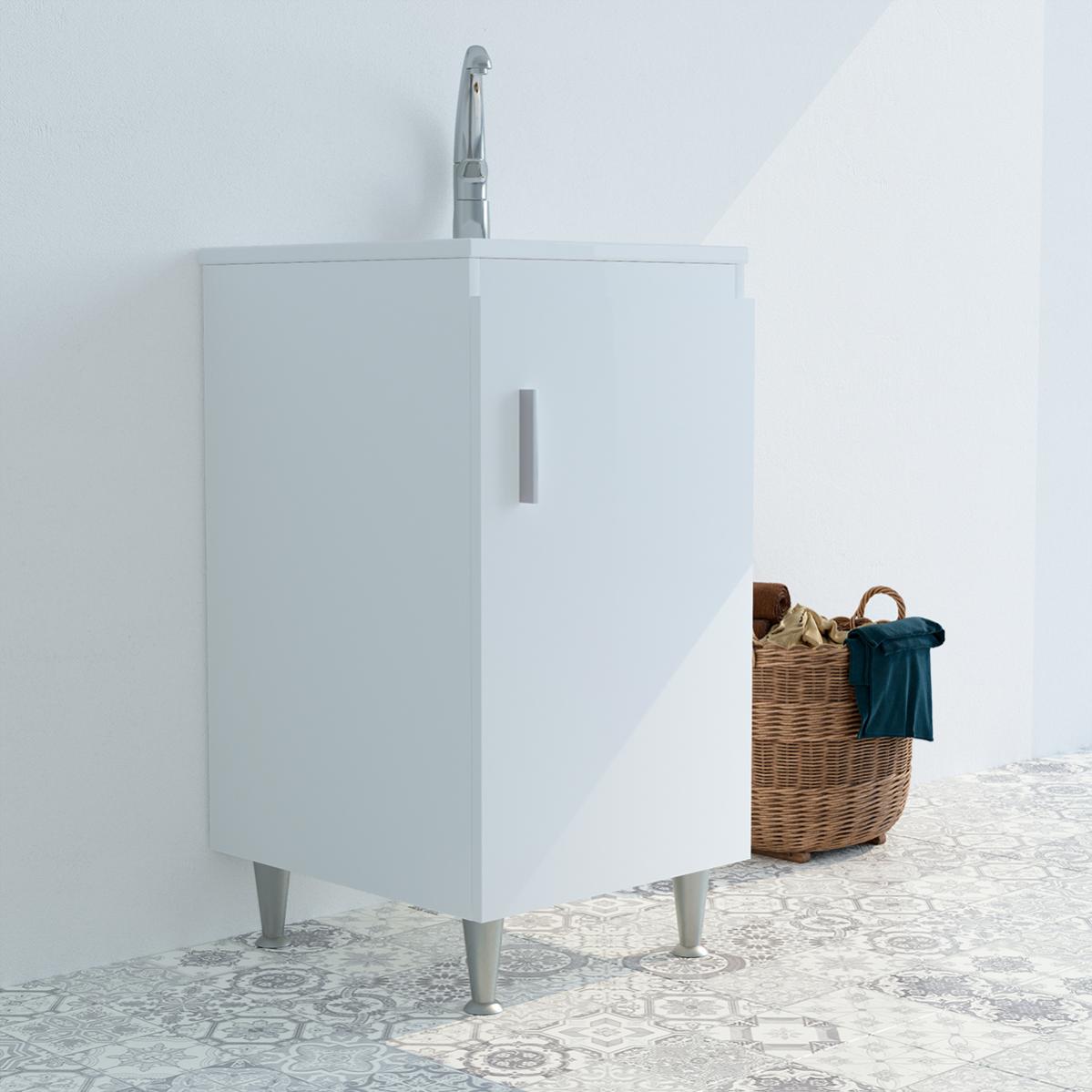 Mobile Lavatoio 50X50 per lavanderia, mobile in legno Bianco - SPM ...