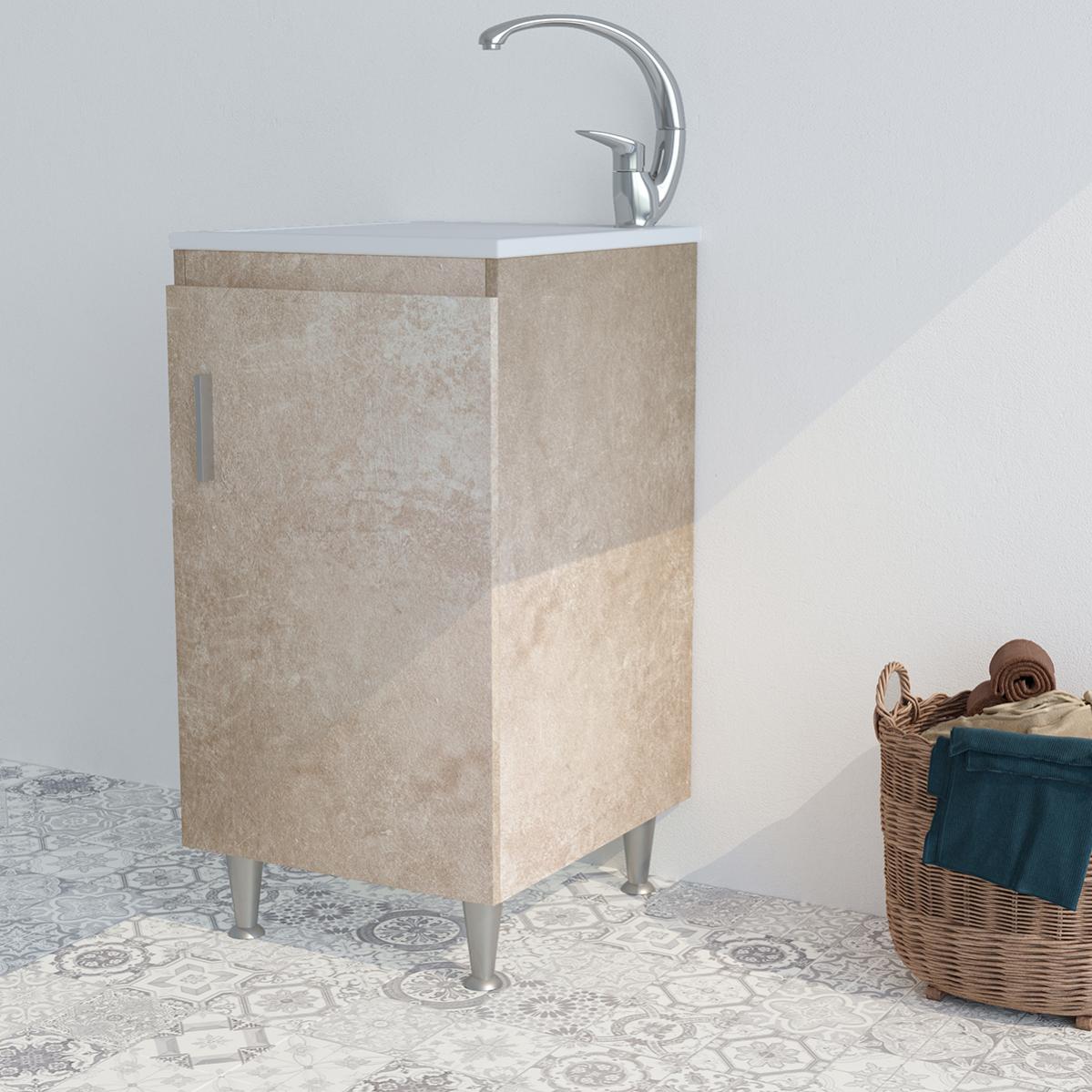 Mobile Lavatoio 45X50 per lavanderia, mobile in legno Cemento - SPM ...