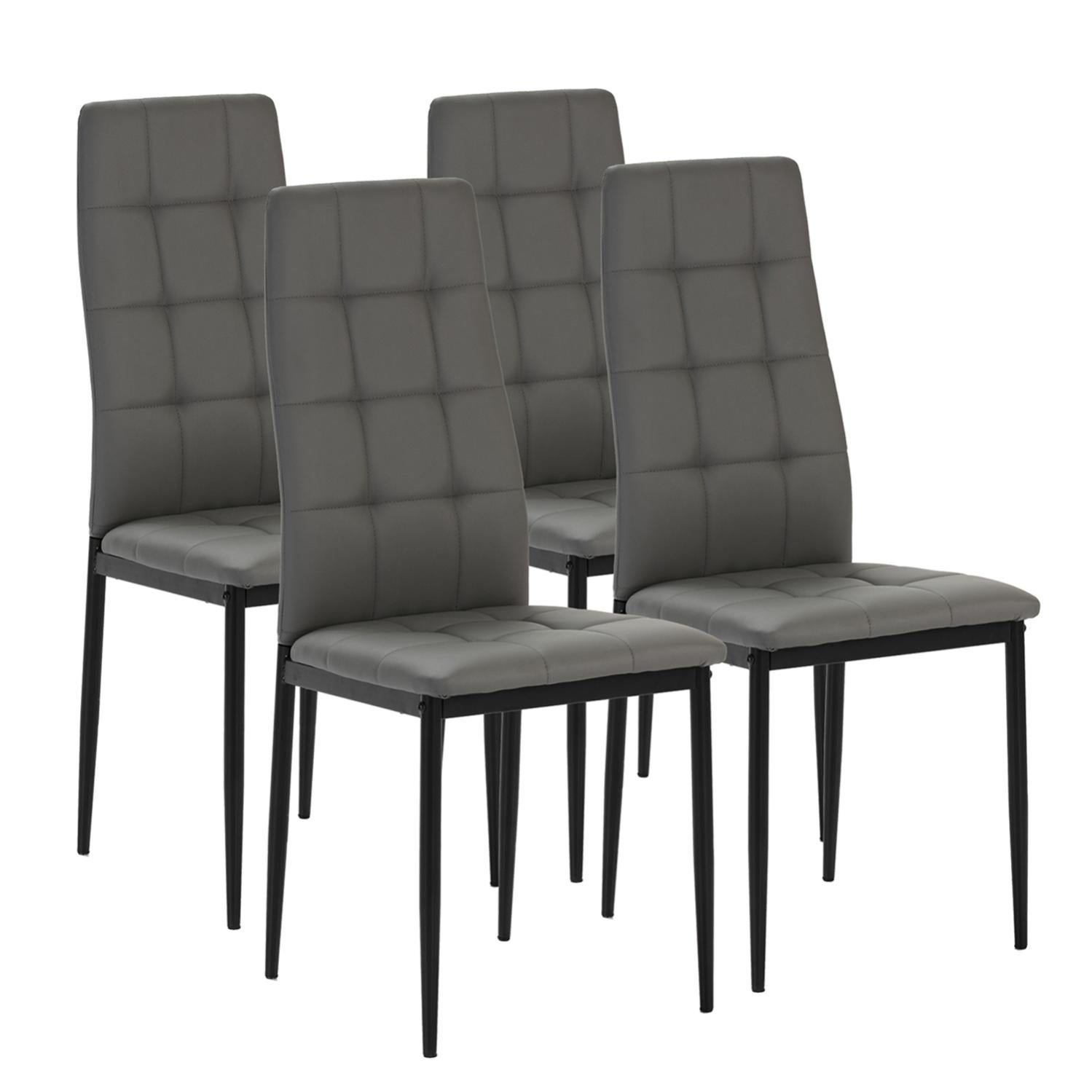 Set de 4 chaises Salon Chelsea tapissées Gris, 42 cm x 51 cm x 97 cm ...