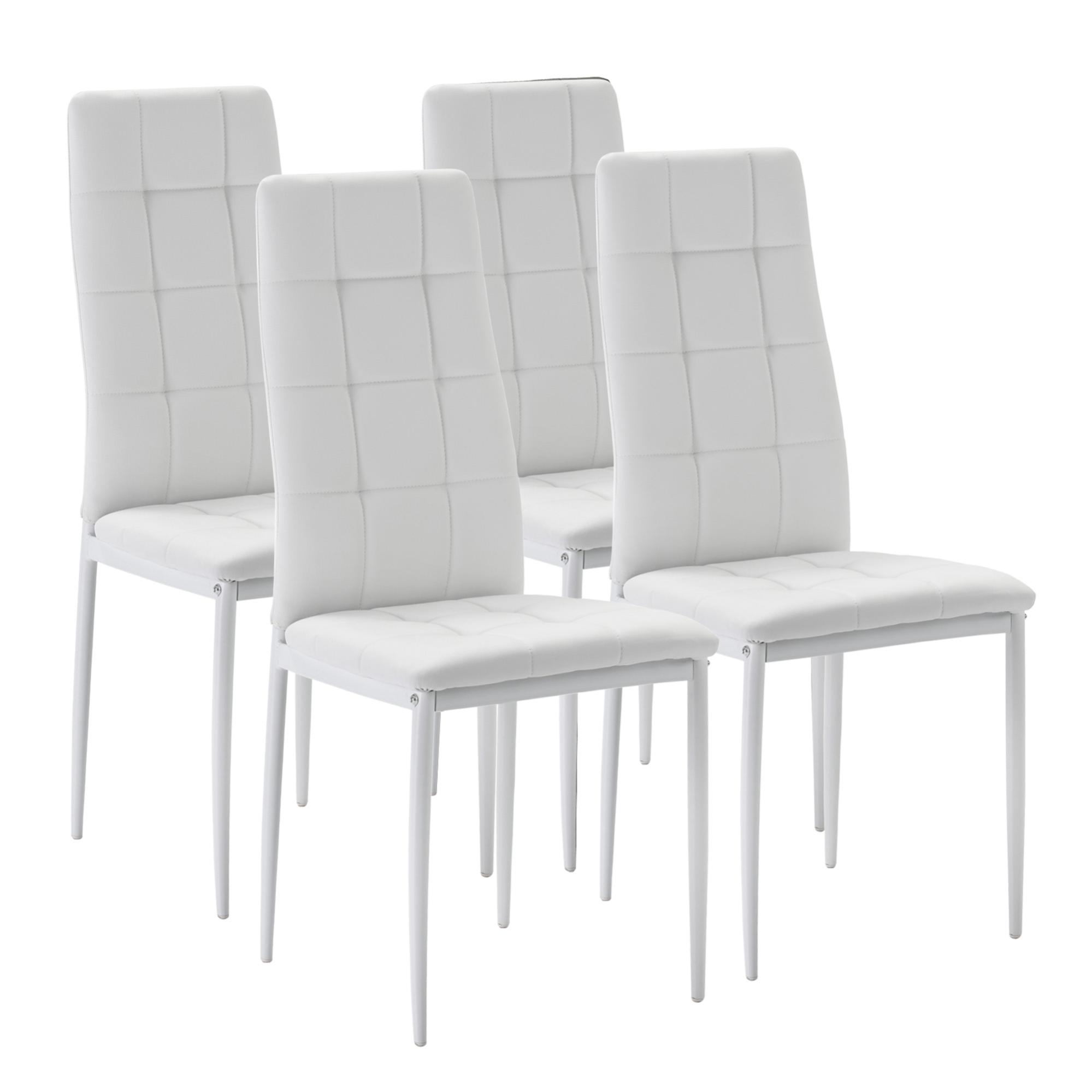 Set de 4 chaises Salon Chelsea tapissées Blanc, 42 cm x 51 cm x 97 cm | Leroy Merlin