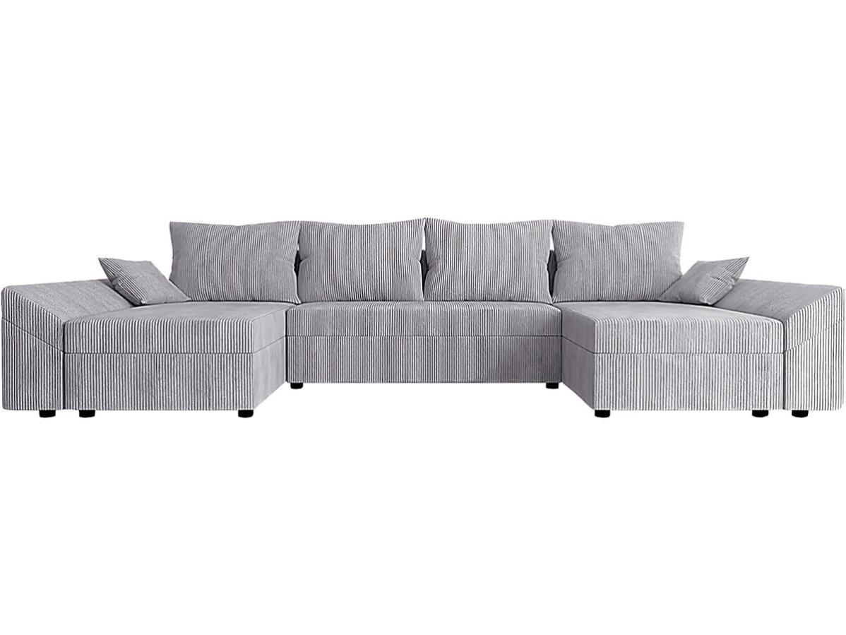Canapé panoramique "Vaugirard" en velours côtelé - 5 places - Gris ...