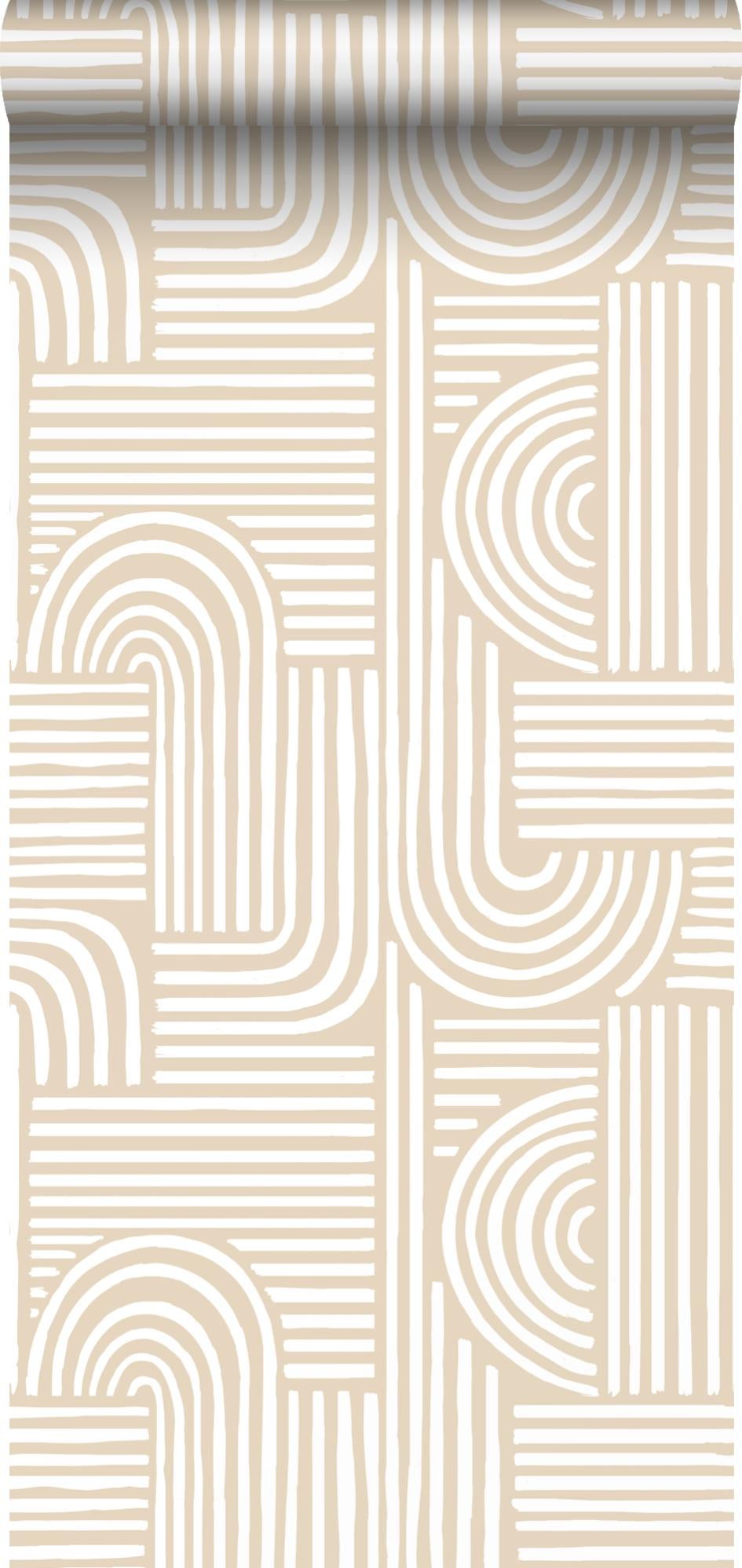 Papier Peint intissé graphique 3D sable beige - 0.53 x 10.05 m ...