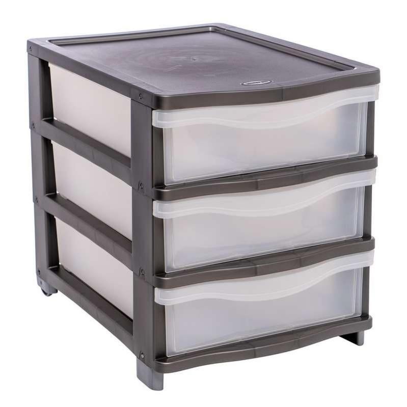 TONTARELLI CASSETTIERA 38 CM GRIGIA A 3 RIPIANI CON STRUTTURA ...