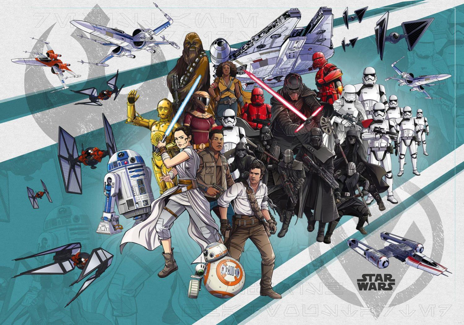 Fotomurale Star Wars Cartoon Collage Wide colorata - 400 x 280 cm ...