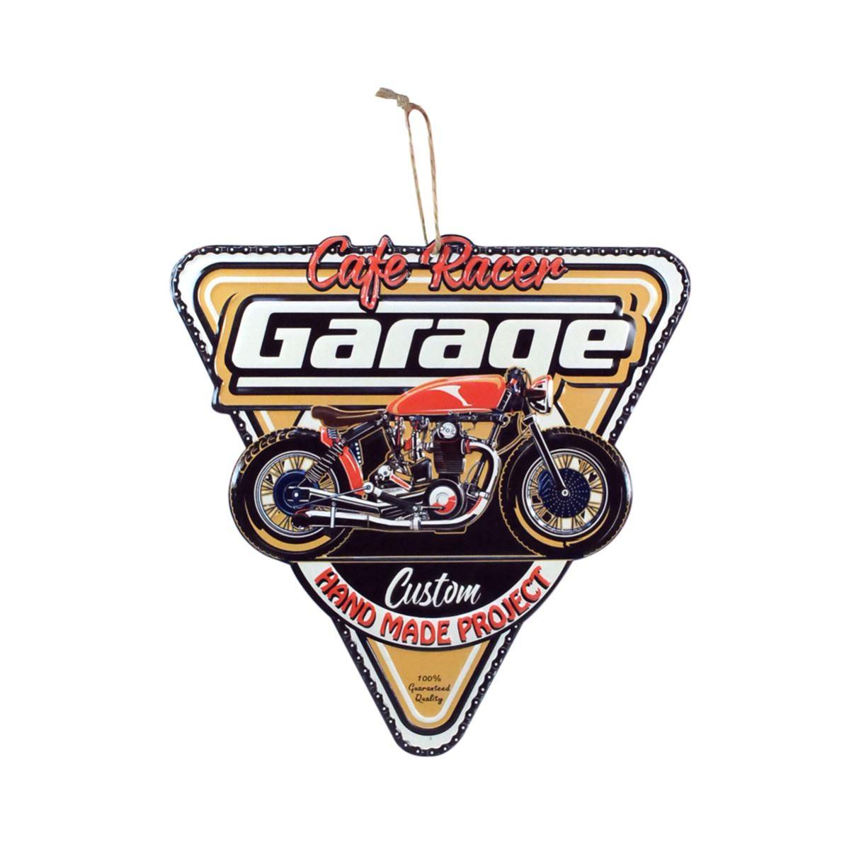 By SIGRIS Placa Pared Triangular Garage Moto Adorno Pared Placas Metal ...