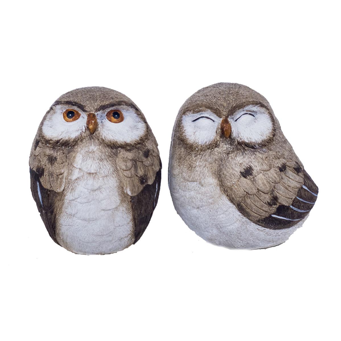 By SIGRIS Figura Búho 2 Unidades Marrón de Resina 12X10X12cm Figura de ...