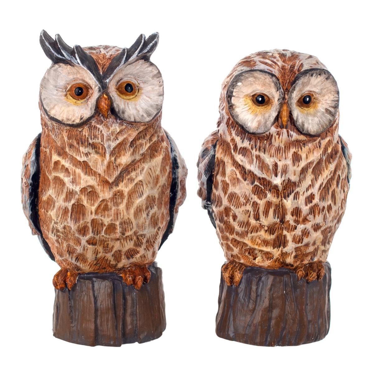 By SIGRIS Figura Búho 2 Unidades Marrón de Resina 25*12*14cm Set de 2 ...