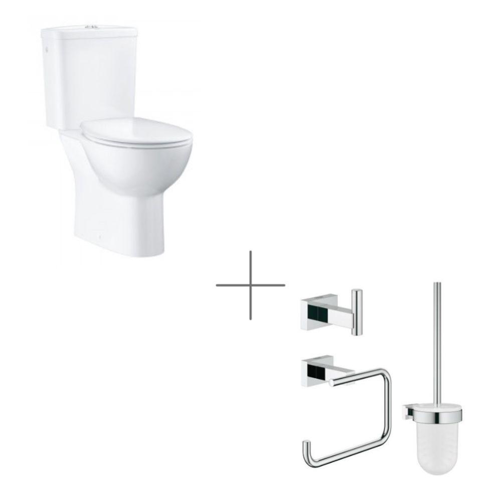 GROHE Pack Bau Ceramic quickfix inodoro de pie + accesorios de baÃ±o Essentials Cube | Leroy Merlin