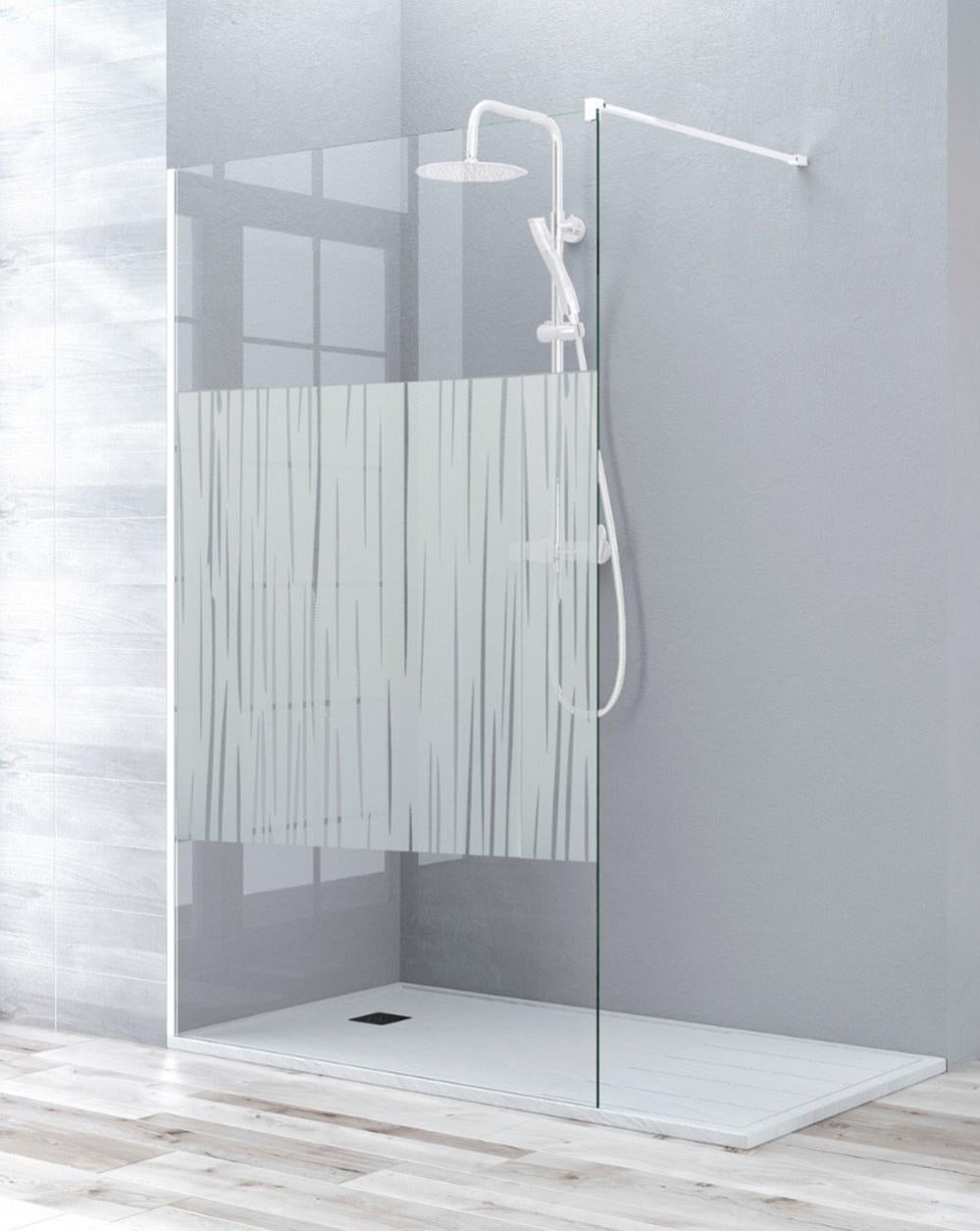 Panel de Ducha Fijo Walk In | 110 cm | Vidrio 8mm Serigrafía Antical ...