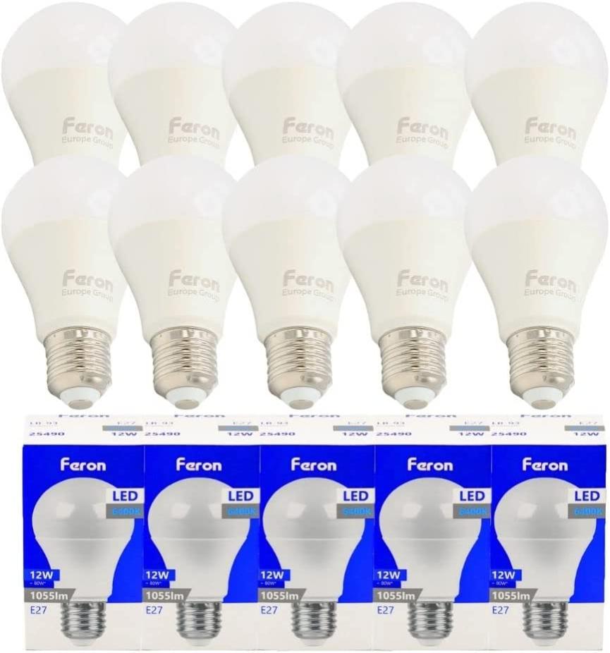 Feron Bombillas LED Pack 10| LB-93, A60 (globo), 12W 230V |Casquillo ...
