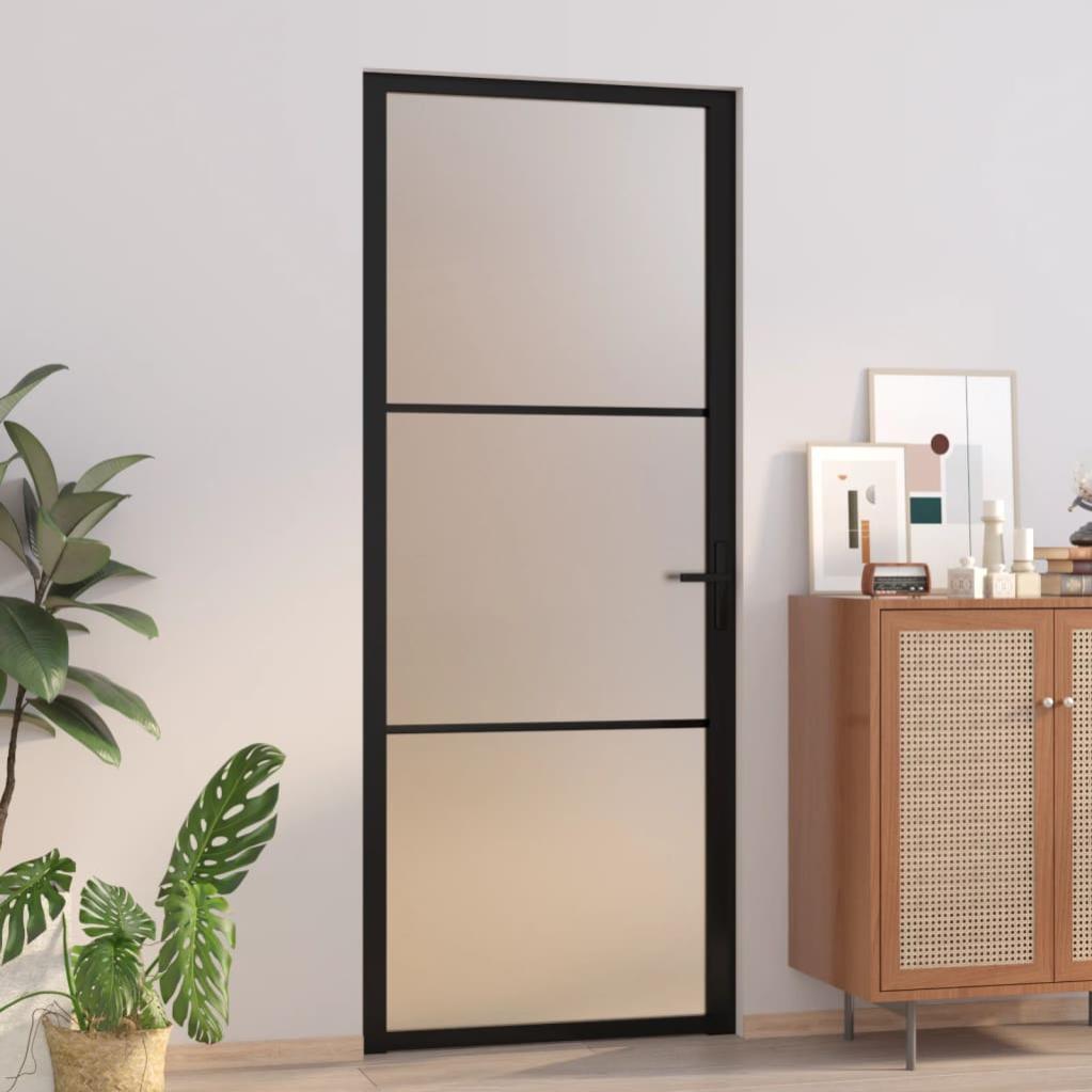 VidaXL Porta Interna 83x201,5 cm Nero Opaco Vetro e Alluminio | Leroy ...