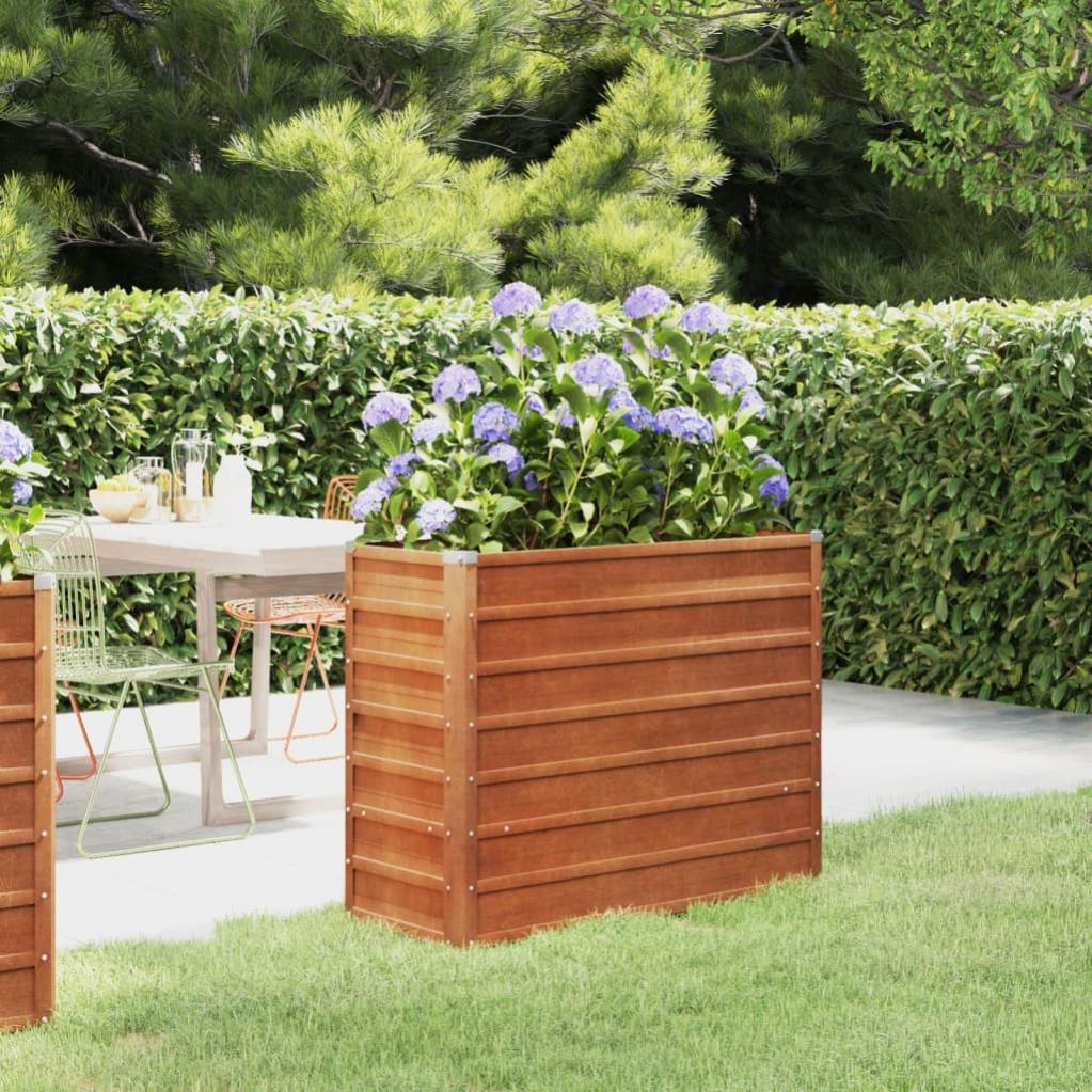 VidaXL Letto Rialzato da Giardino Ruggine 100x40x77 cm Acciaio Corten ...