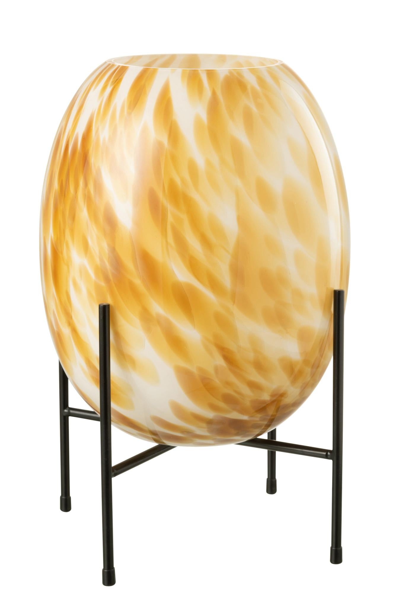 Vase+pied taches vere blanc/ocre 24x24x38cm | Leroy Merlin