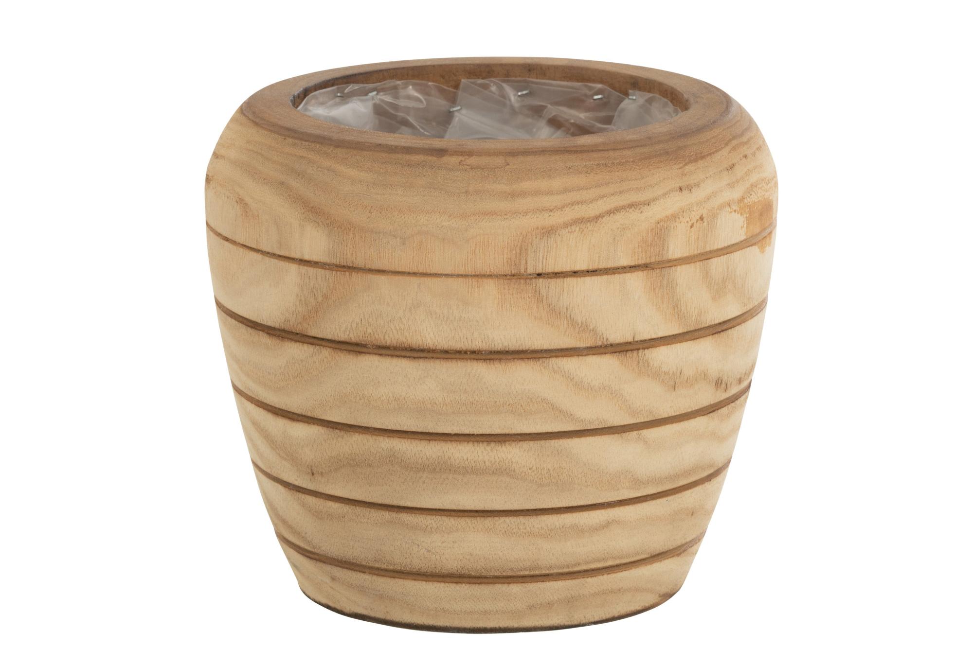Cache-pot rayures bois naturel large H. 19cm | Leroy Merlin